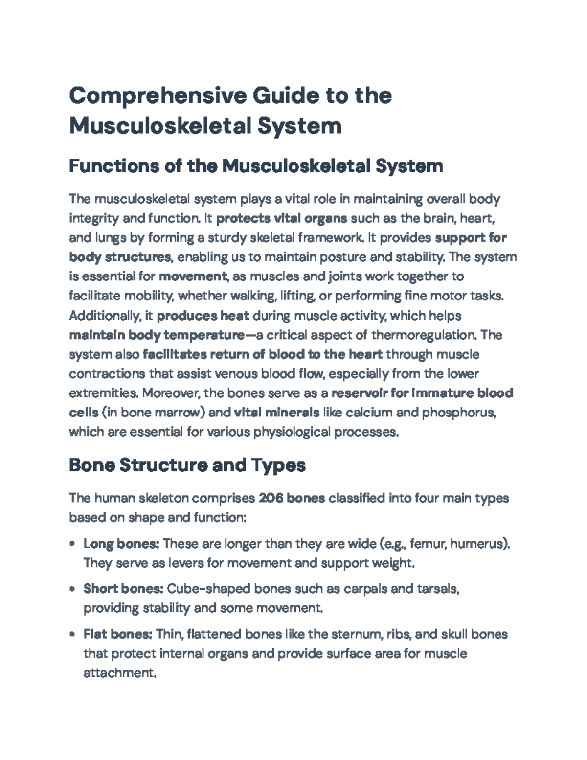 Comprehensive Overview of the Musculoskeletal System Functions and ...