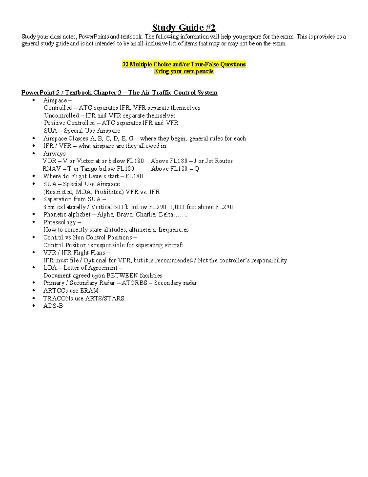 Final Exam Study Guide for ATC System (ATC 101) - Studocu