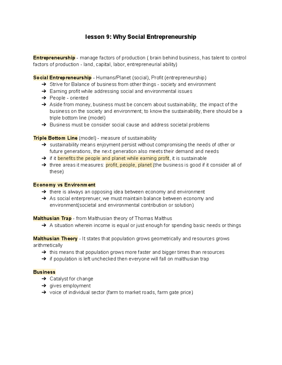 Lesson 9: Social Entrepreneurship and the Triple Bottom Line (ETHICS ...