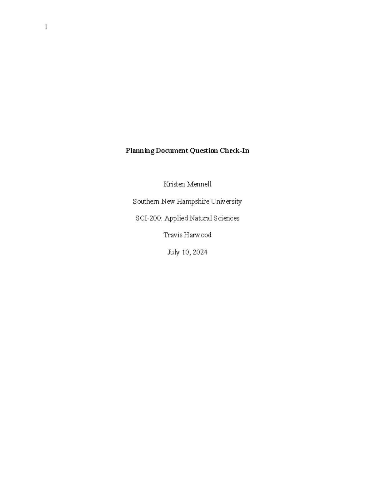 2-6 Project Part One Formulate Research Question - SCI 200 - 1 Planning ...