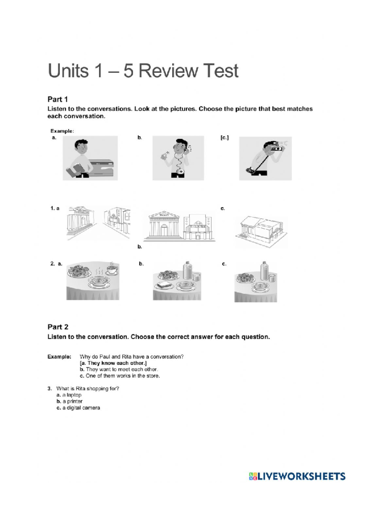 Units 1 Review Test Part 1: Listening Comprehension and Choices - Studocu