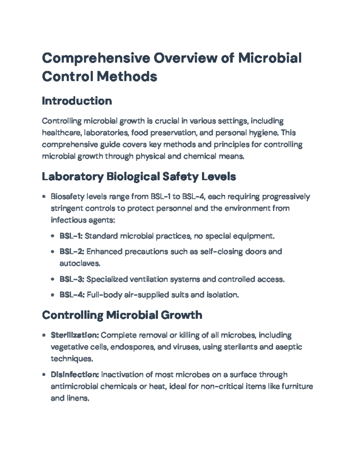 Comprehensive Guide to Microbial Control Methods in Various Settings ...