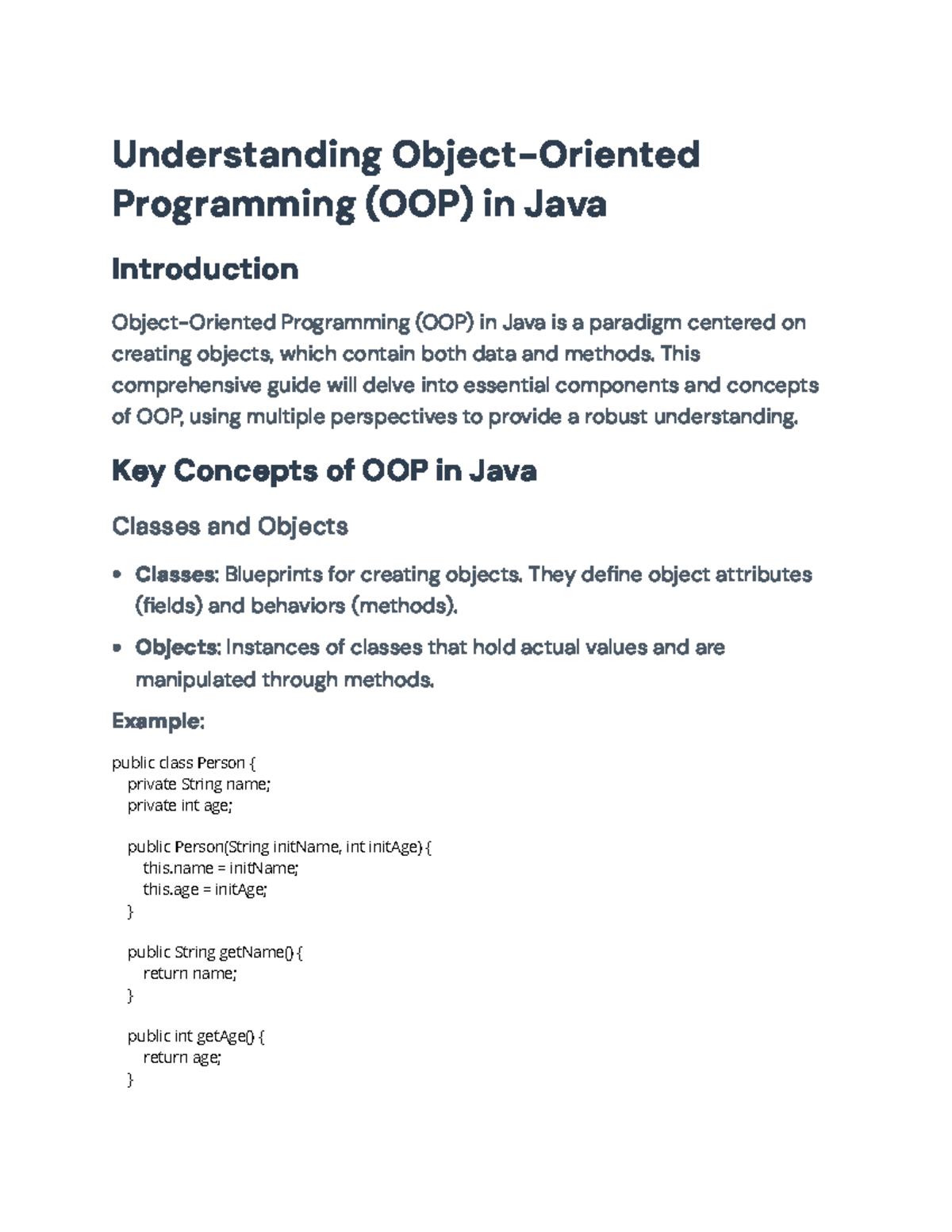 Understanding OOP in Java: A Comprehensive Guide (CS101) - Studocu