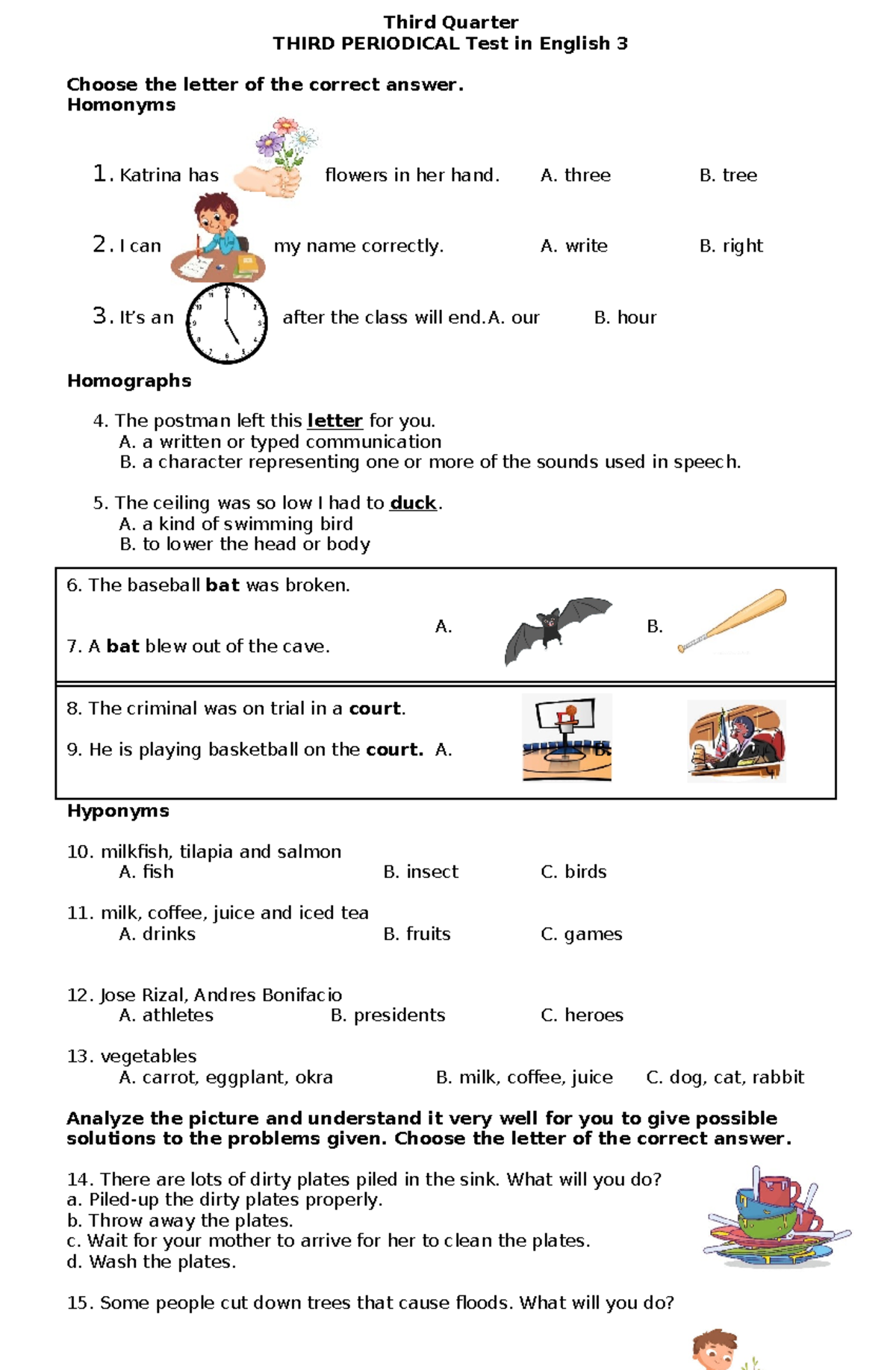 ENGLISH 3: 3rd Periodical Test Review and Key Answers - Studocu