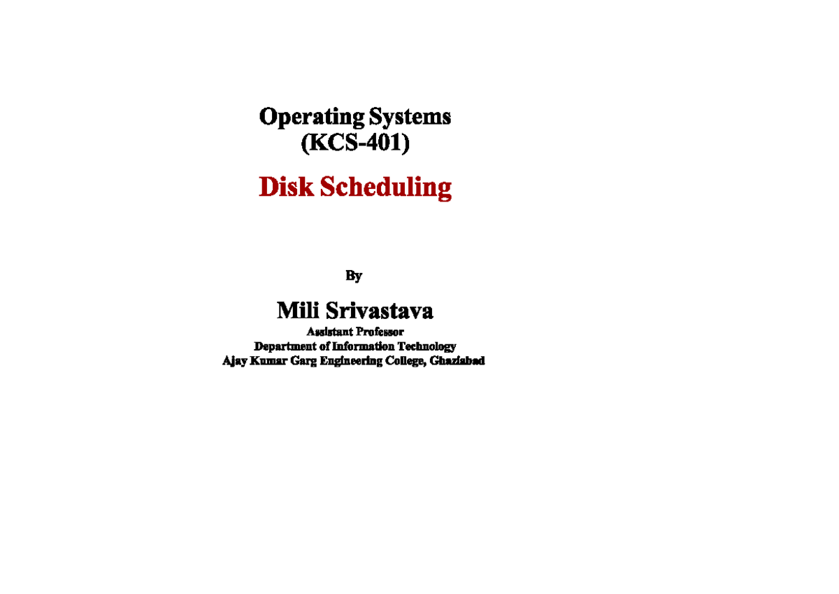 OS Disk Scheduling: Magnetic Disk & Algorithms (Unit-5 Part-1) - Studocu