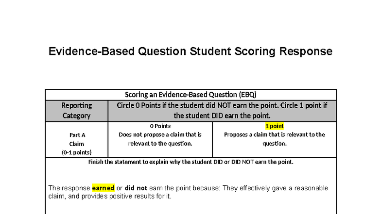 AP Psychology GKE - Grading an EBQ Assignment Scoring Guide - Studocu
