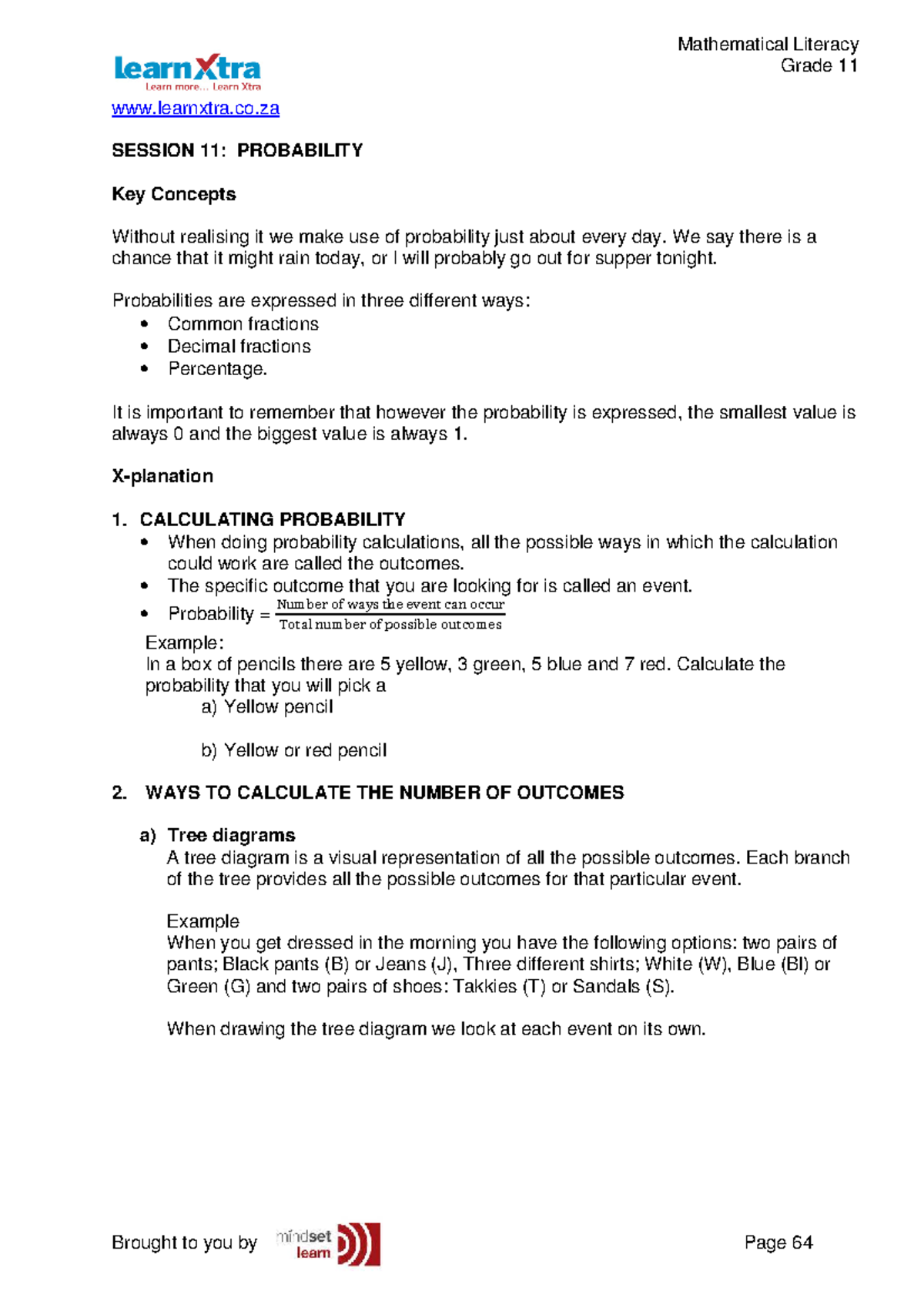 Mathematical Literacy Grade 11: SESSION 11 - Key Concepts in ...