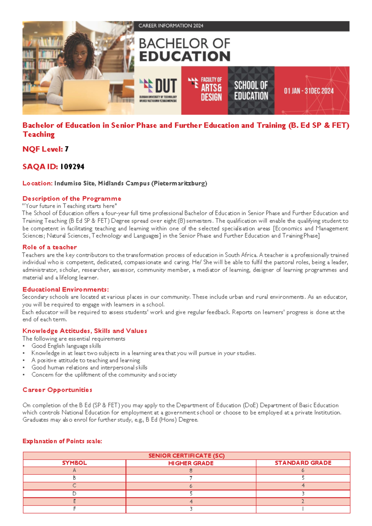 Bachelor of Education (B. Ed SP & FET) Programme Overview and ...