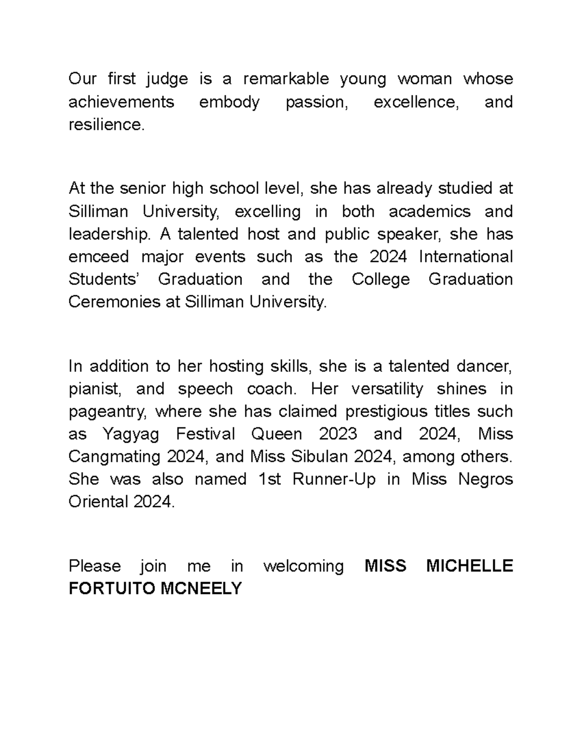 Introductory Profiles of Judges for the 2024 Pageant Event - Studocu