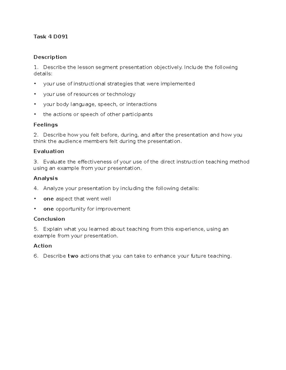 T ASK 4 - ASSIGNMENT - Task 4 D Description Describe the lesson segment ...