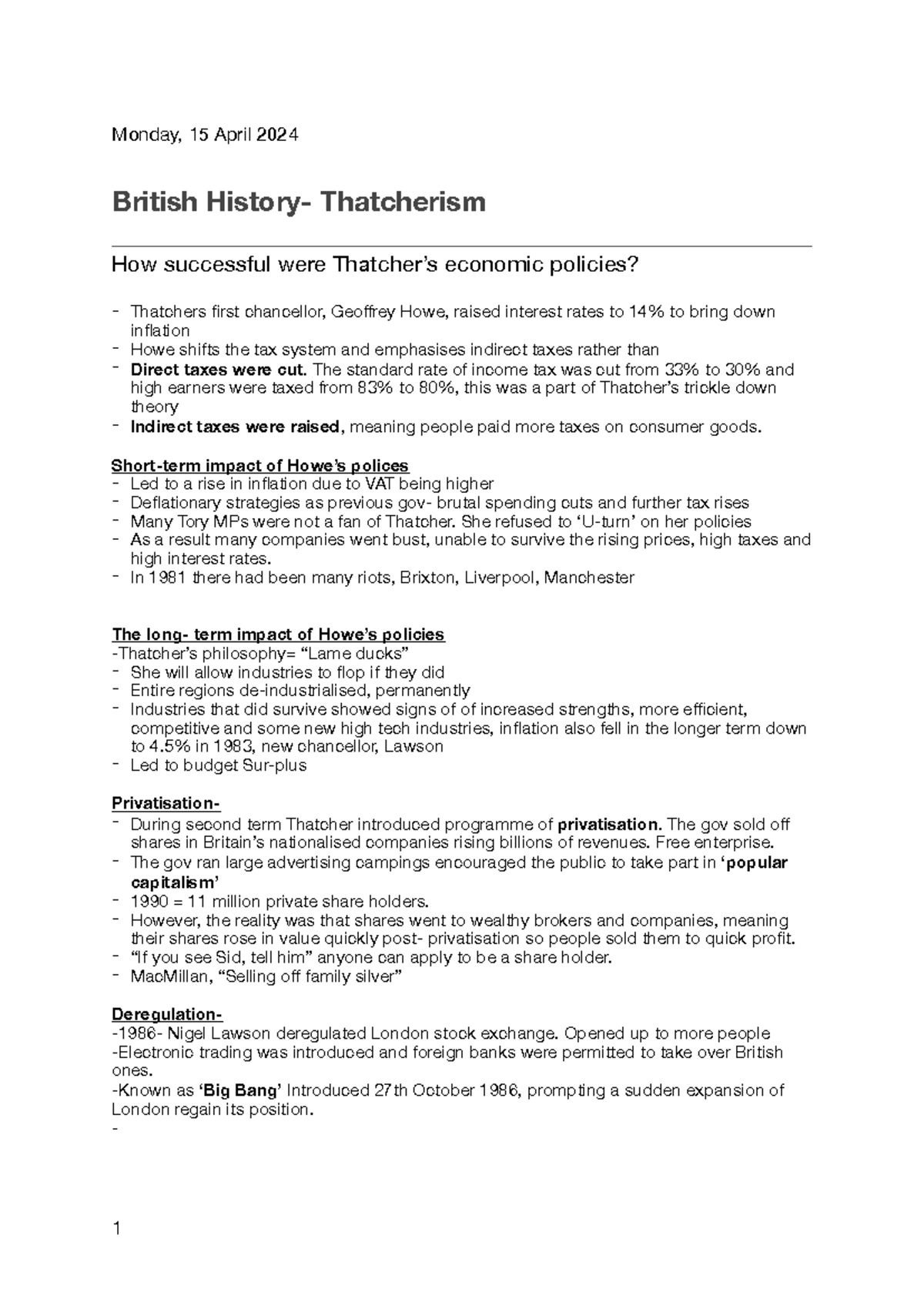 Analyzing the Success of Thatcher's Economic Policies - British History ...