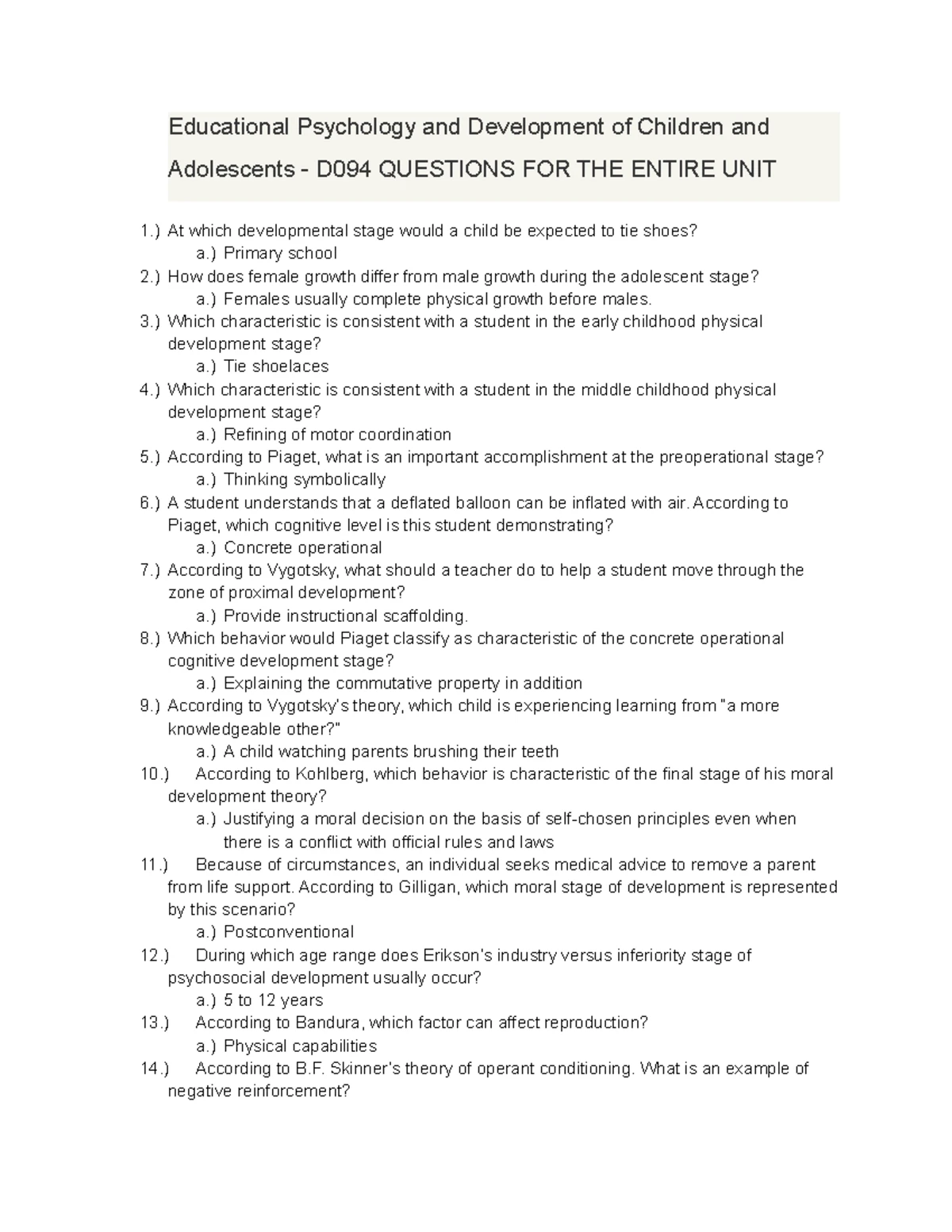 EDU 202: Module 5 Questions on Barriers to Student Learning and ...