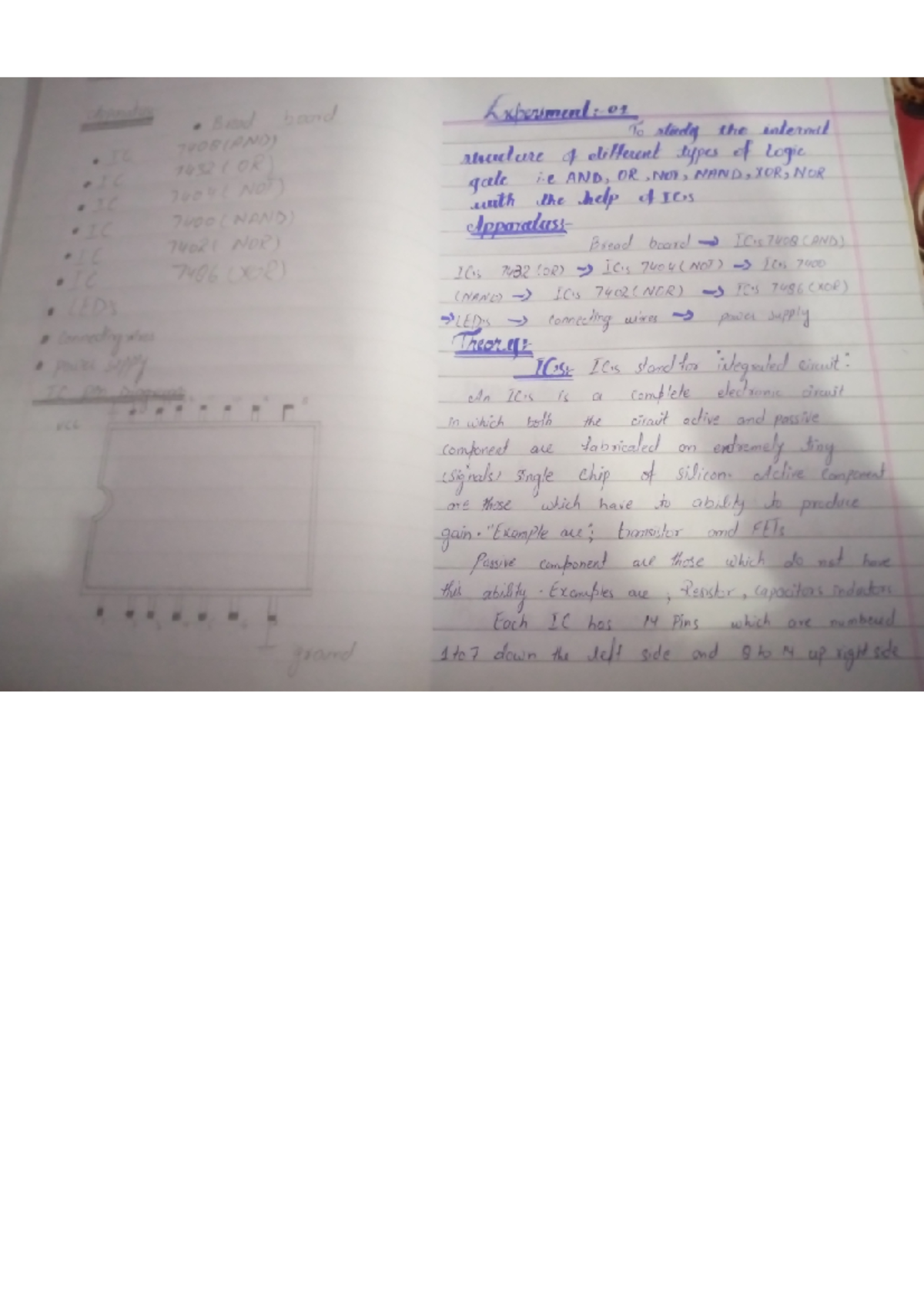 Practical lab report: Logic gate experiments using ICs 7408, 7404, 7400 ...