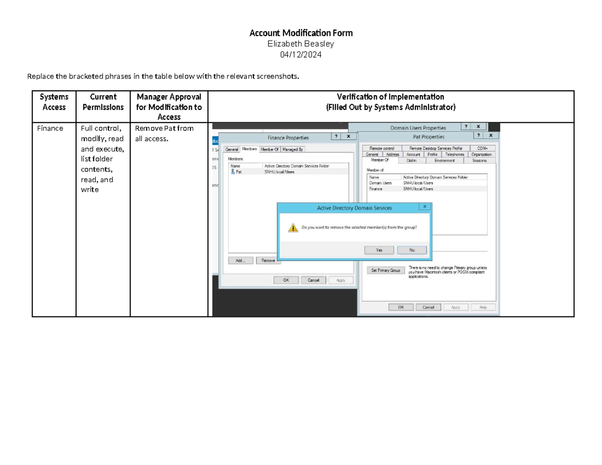 CYB 230 Project 1: Account Modification Form Guidelines - Studocu
