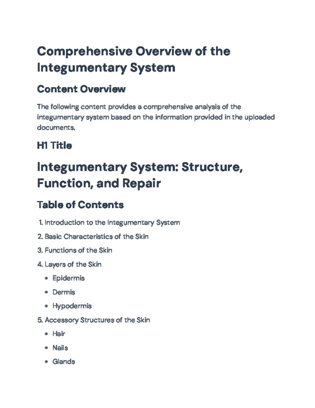 Integumentary System: Structure, Function, and Repair Overview ...