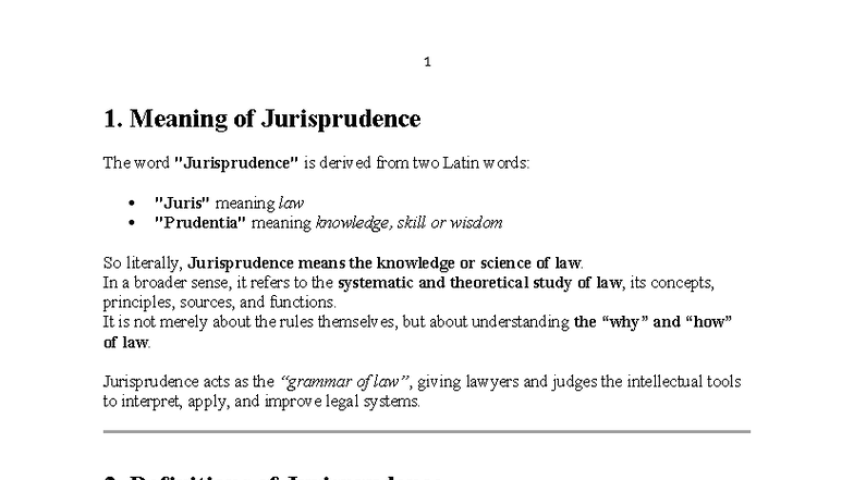 Jurisprudence Notes: Understanding Law and Its Principles - Studocu