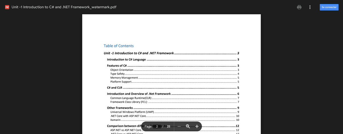 Drive google - 12223 - Table of Contents Page 1 sur Unit -1 ...