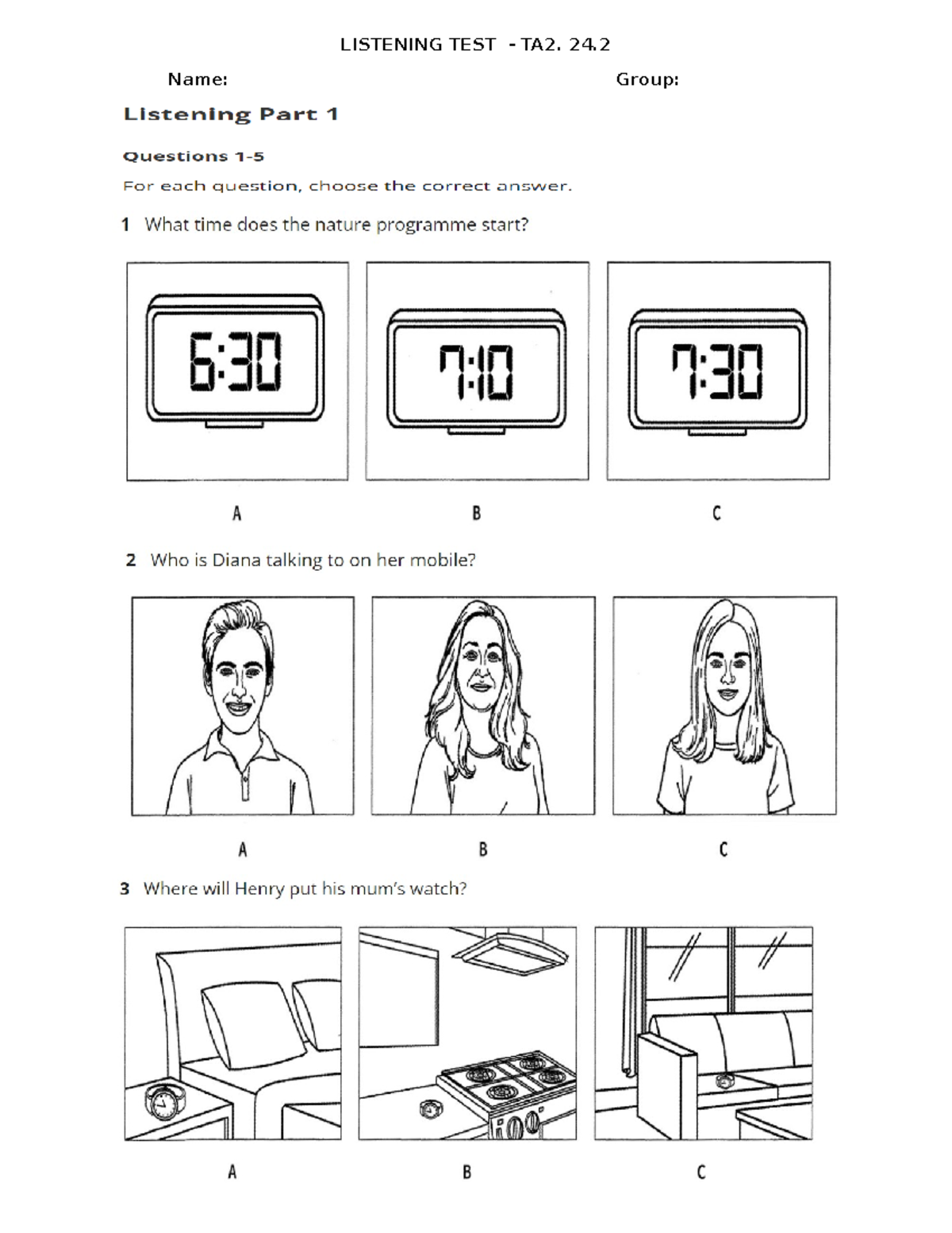 Listening Test 25 - A2 Level Assessment - Studocu