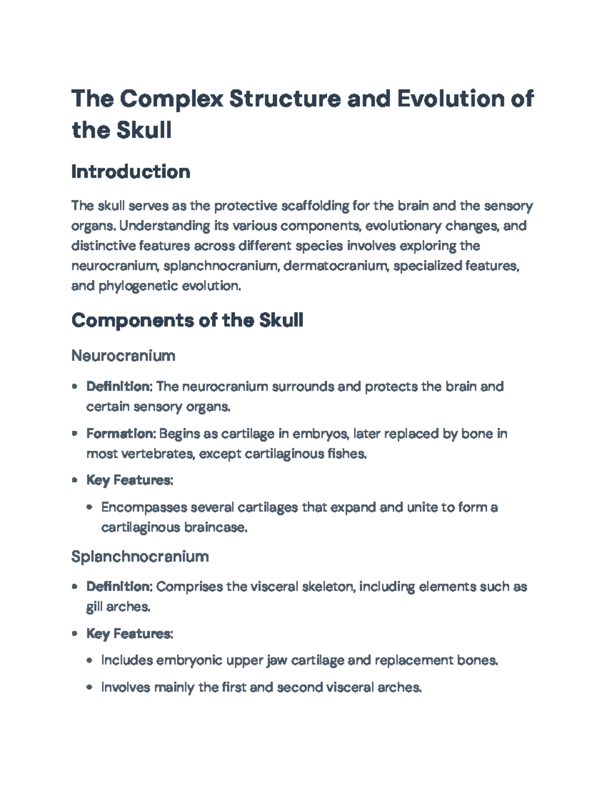 Title: The Complex Evolution and Structure of the Skull in Vertebrates ...