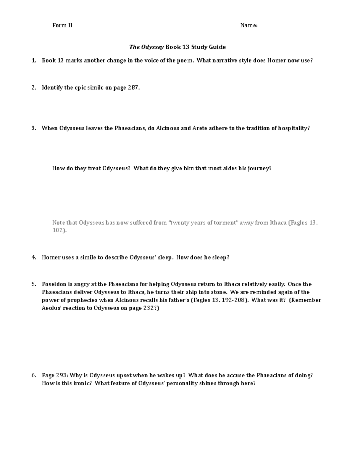 The Odyssey Study Guide: In-Depth Analysis of Books 13-24 - Studocu