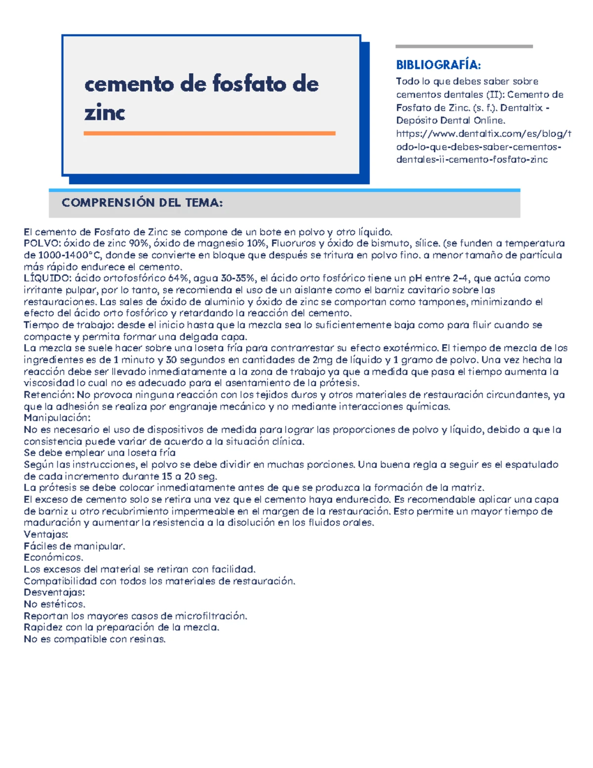Cemento Policorboxilato: Propiedades, Manipulación y Aplicaciones en ...