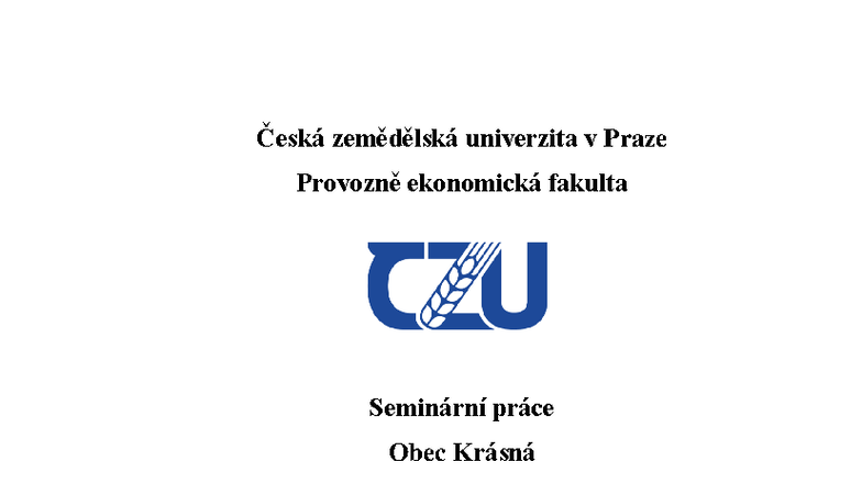Seminární práce: Obec Krásná a veřejná správa (ZVS 2025) - Studocu