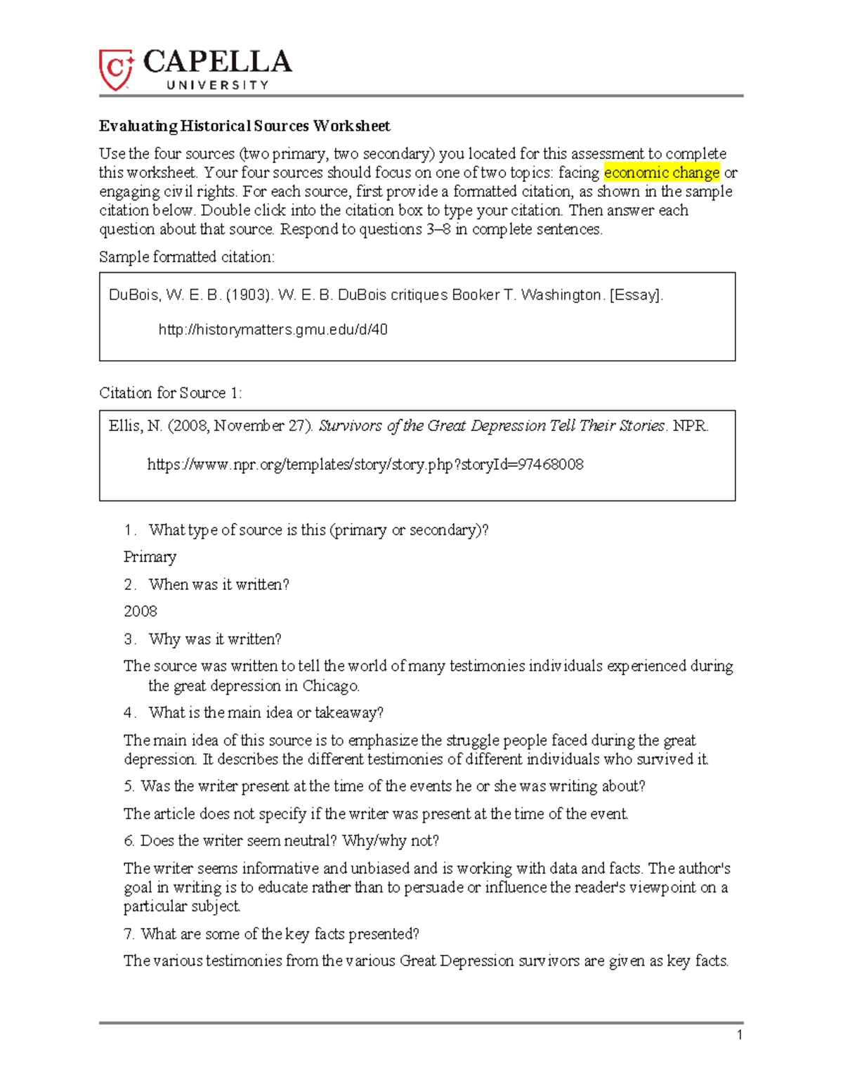 History Assignment 1 - Evaluating Historical Sources Worksheet Use the ...