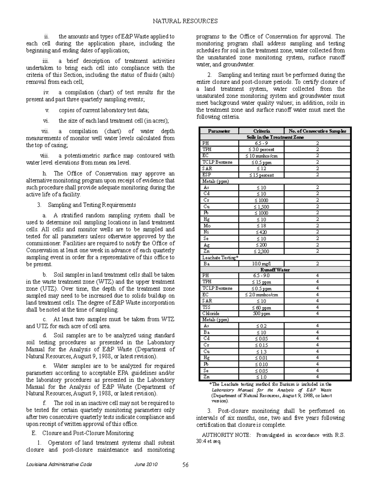 Parametros Louisiana 29B PARA Sólidos - NATURAL RESOURCES ii. the ...