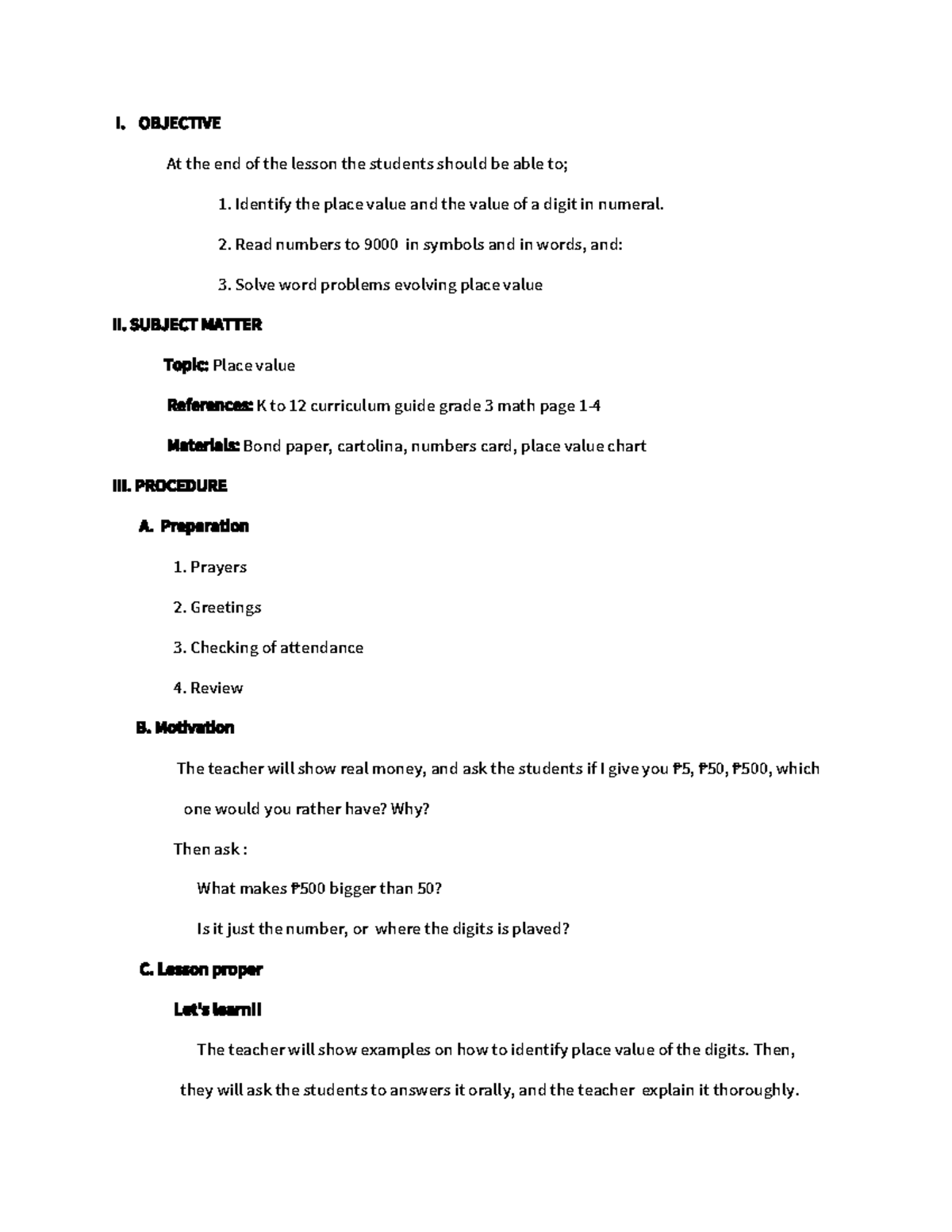 Grade 3 Math Lesson: Understanding Place Value and Its Importance - Studocu