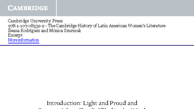 Cambridge History of Latin American Literature: Introduction Insights ...