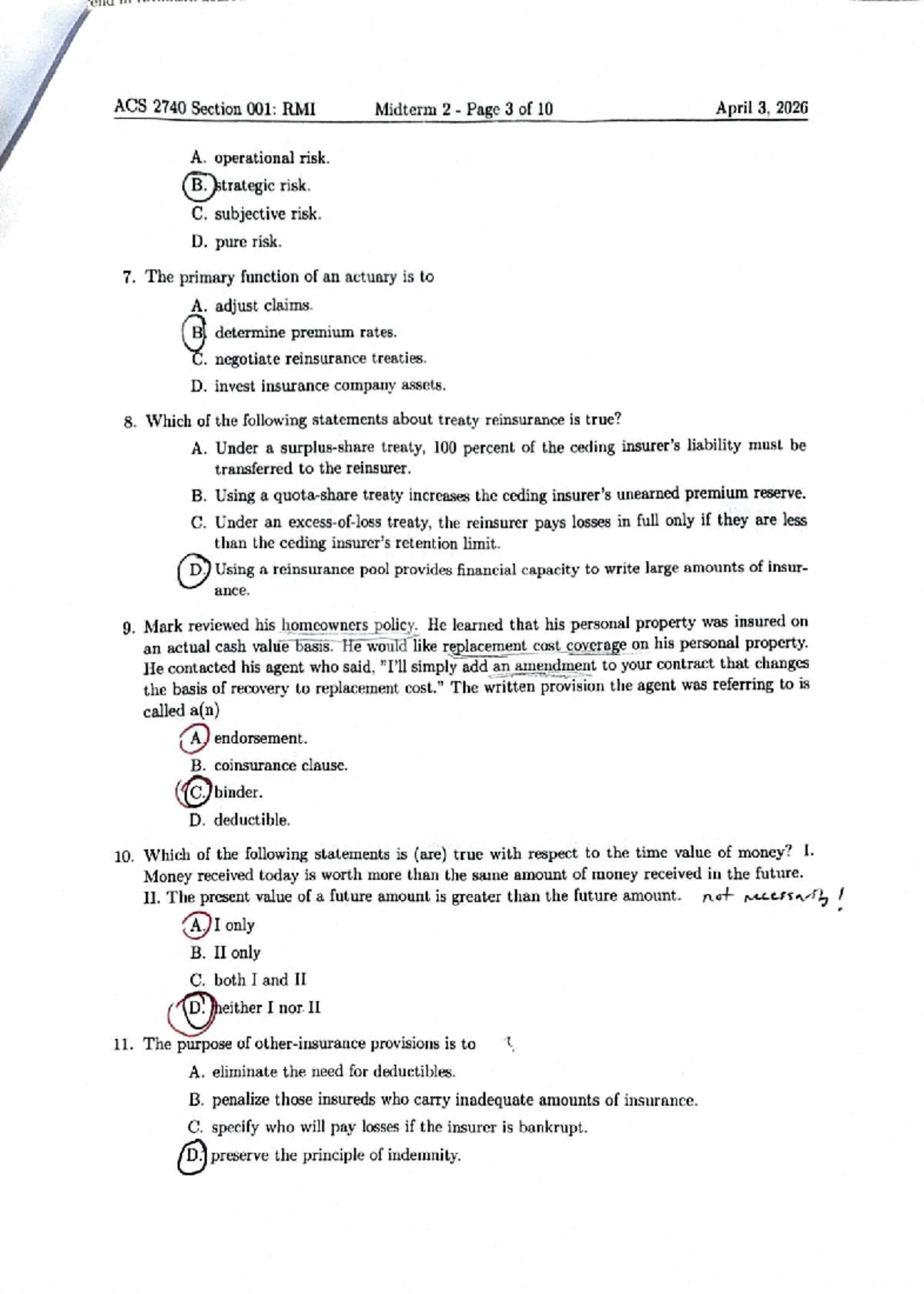 RMI 2740 Section 001: Midterm Exam 2 Study Notes - Studocu