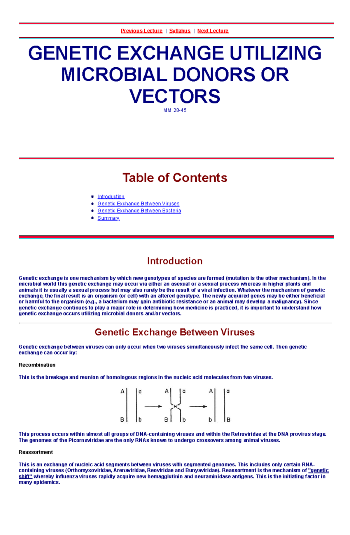 Genetic Exchange Mechanisms in Microbes: Lecture Notes MM - Studocu