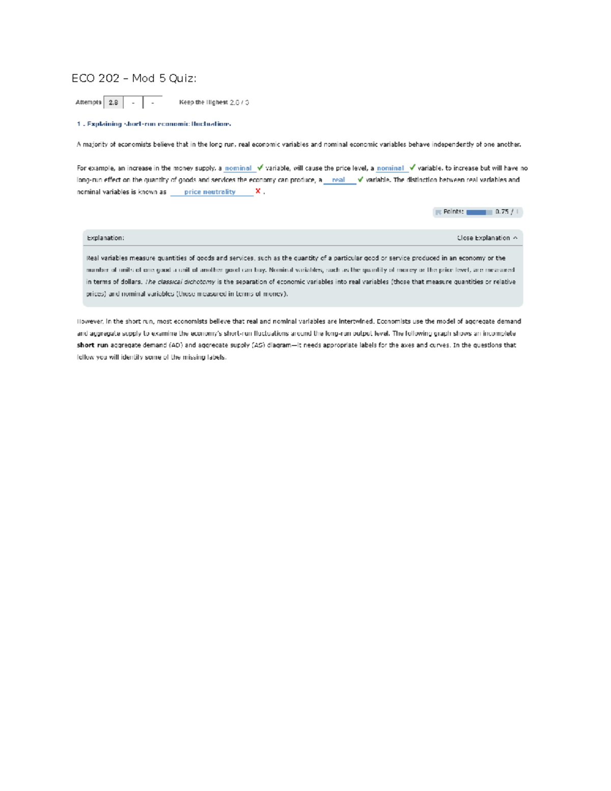 ECO 202, Mod 5 Quiz, Pt 1 - mod 5 quiz pt 1 - ECO 202 Mod 5 Quiz ...