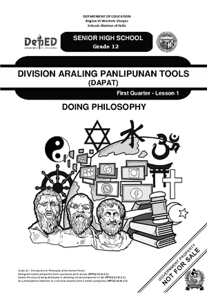 SHS 12 Philo Lesson 1 - Grade 12 – Introduction to Philosophy of the ...