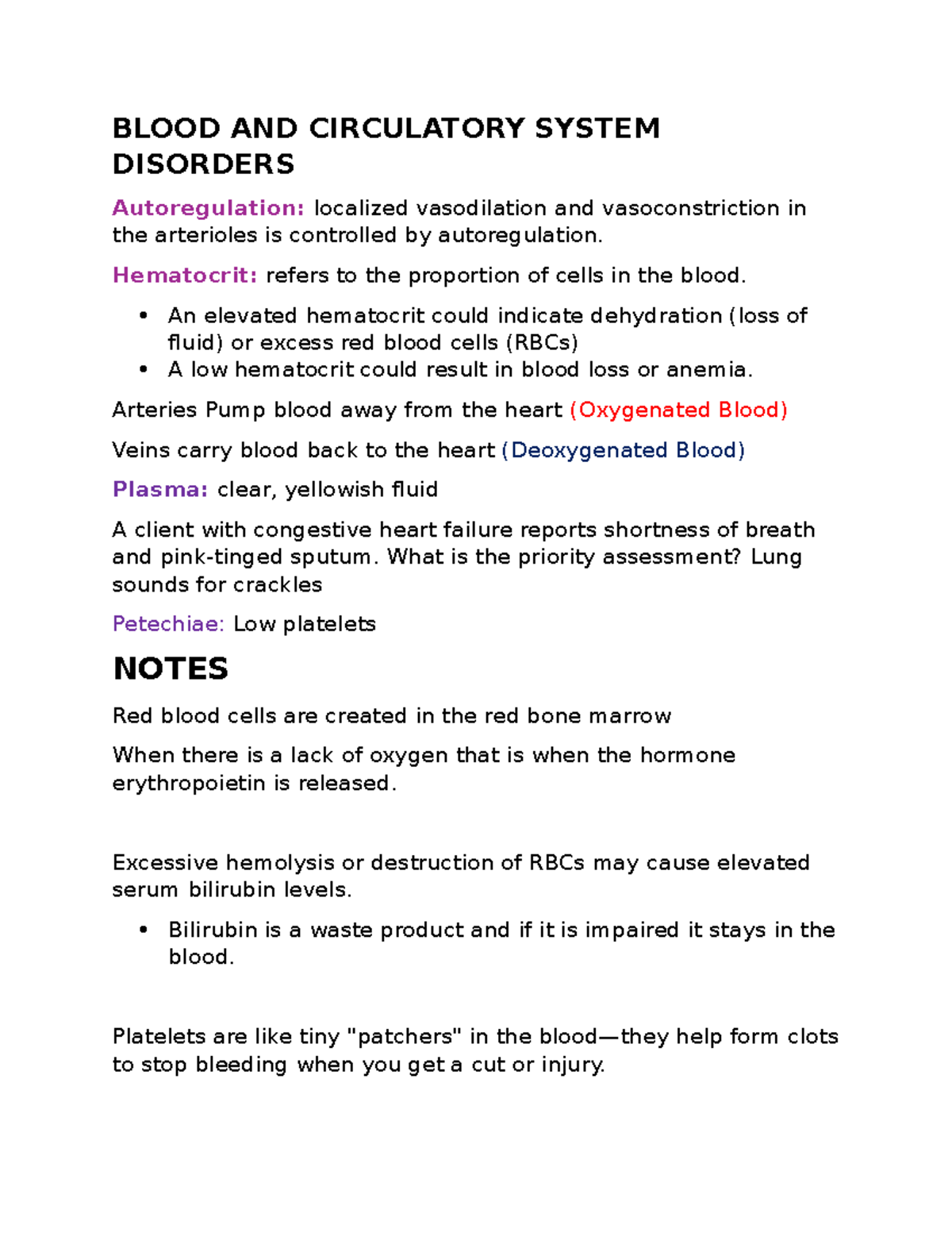 Blood AND Circulatory System Disorders - BLOOD AND CIRCULATORY SYSTEM ...