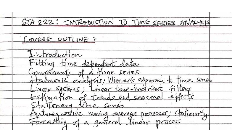 STA 222: Introduction to Time Series Analysis - Course Outline and Key ...