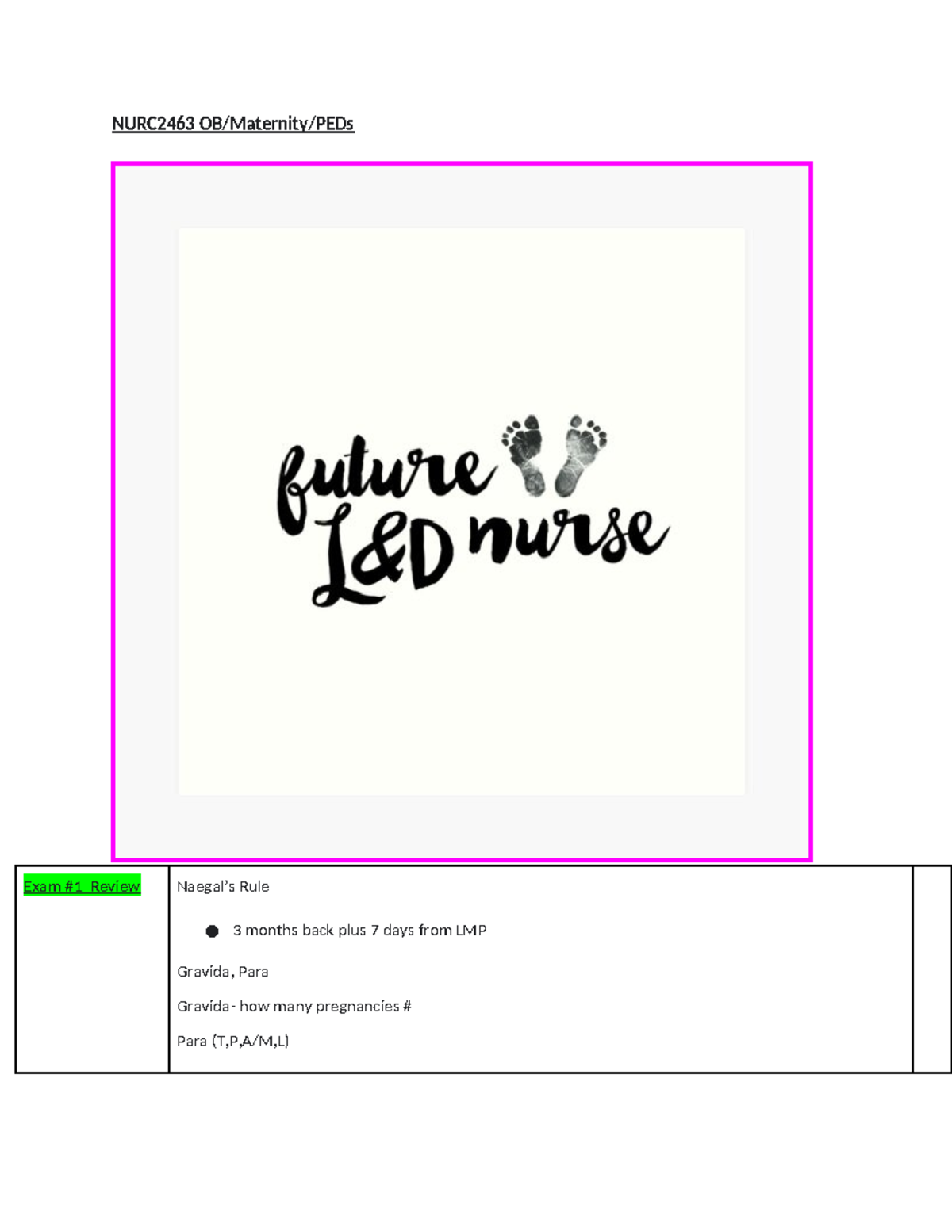 NURC 2463 OB Final Exam Study Guide: Key Concepts and Review Notes ...