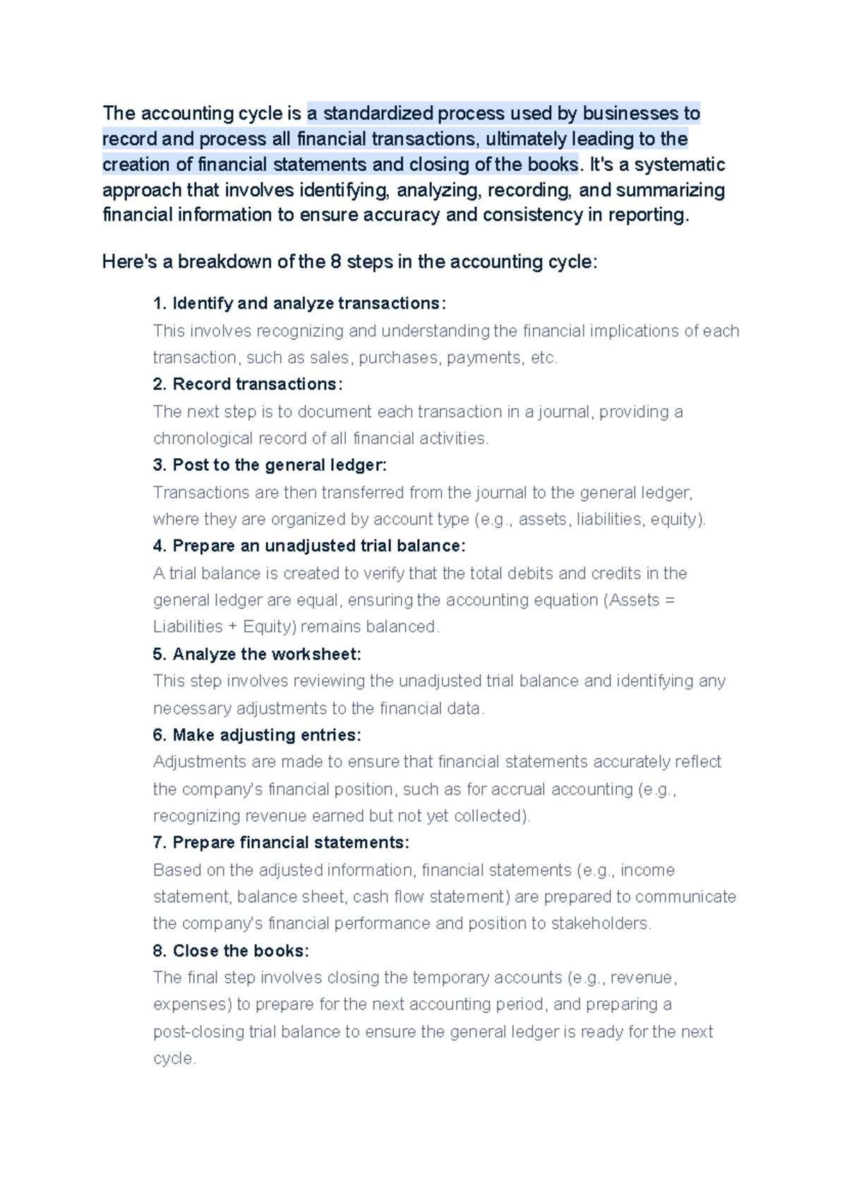 The accounting cycle: A comprehensive overview of the 8 essential steps ...