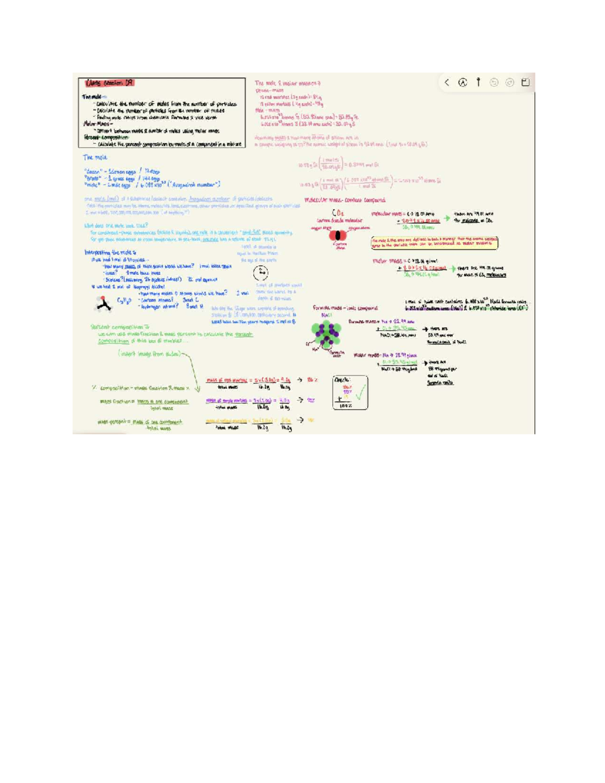 CHEM101 Lecture Notes: Understanding Moles and Molar Masses - Studocu