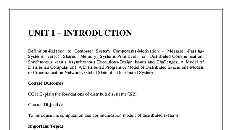 Distributed Computing (CS101) - Comprehensive Notes on Models ...