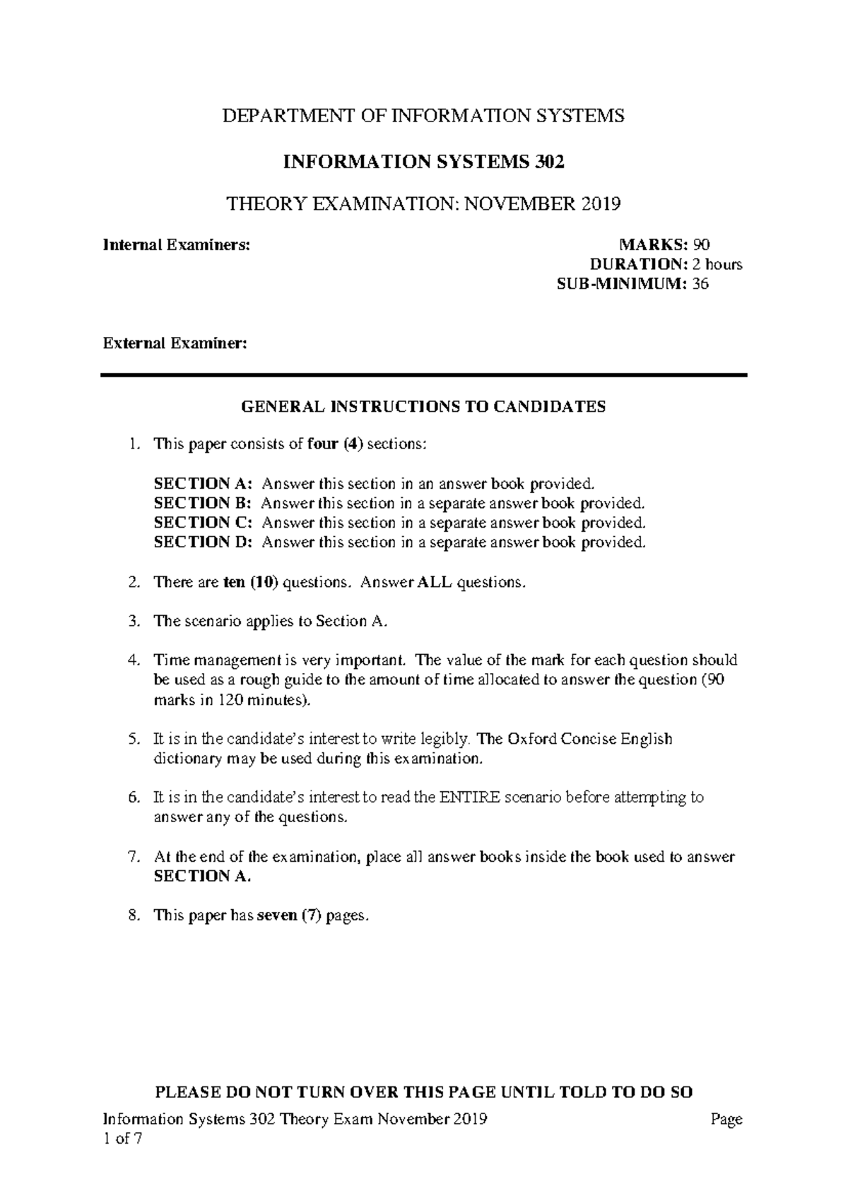 Information Systems 302 Theory Exam Notes - Nov 2019 - Studocu