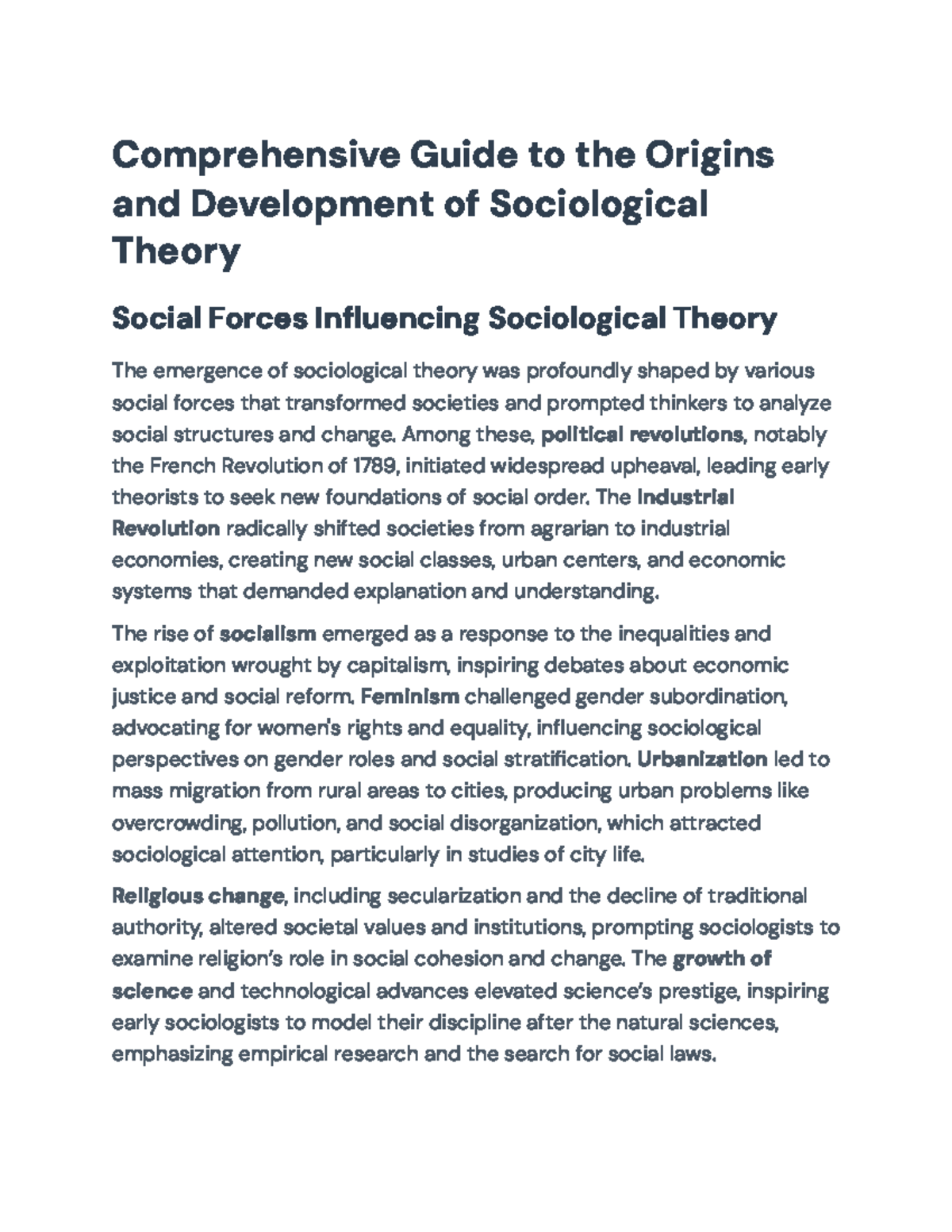 Sociological Theory: Key Thinkers and Social Forces (SOC 101) - Studocu