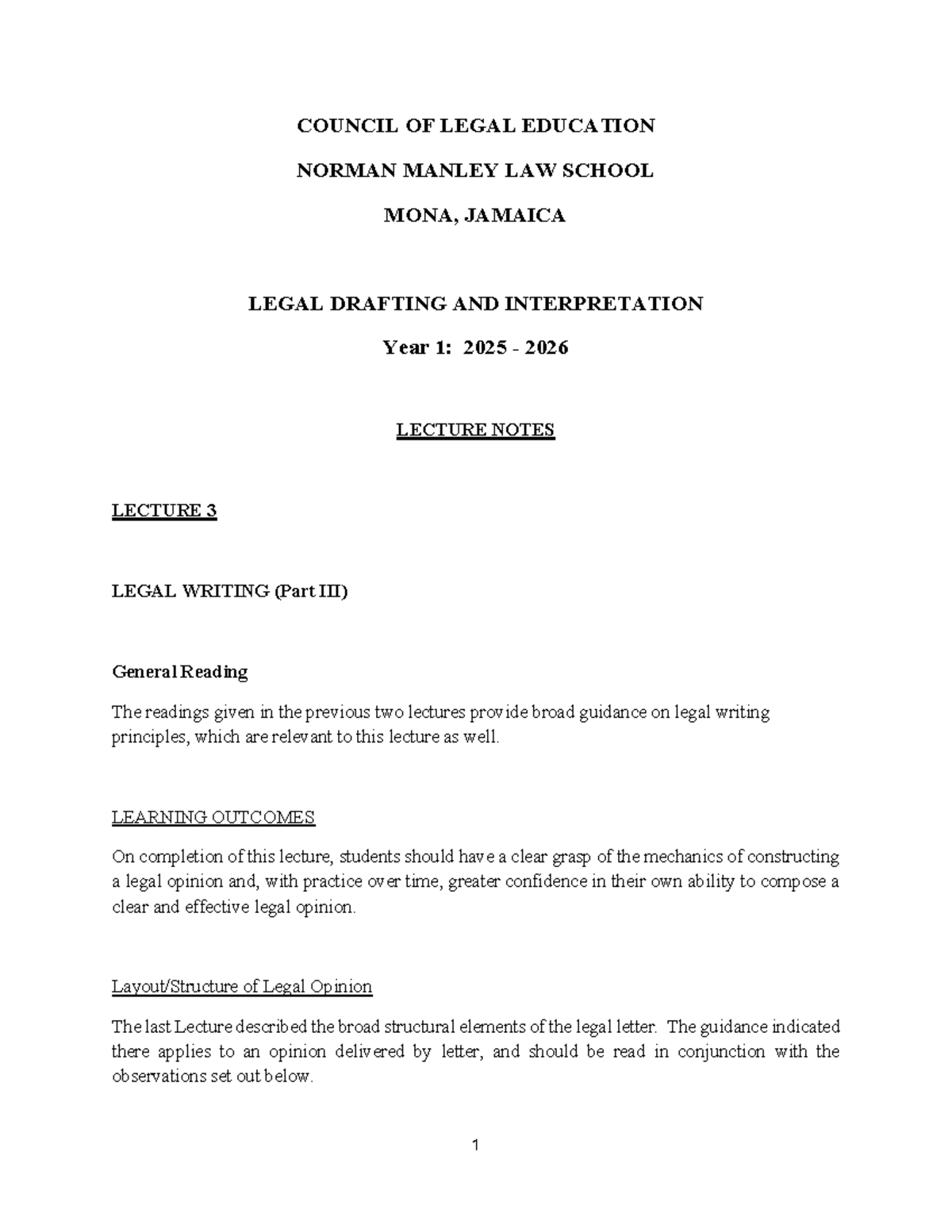 Legal Drafting LECT Notes 3: Legal Writing Part III (2025-2026) - Studocu