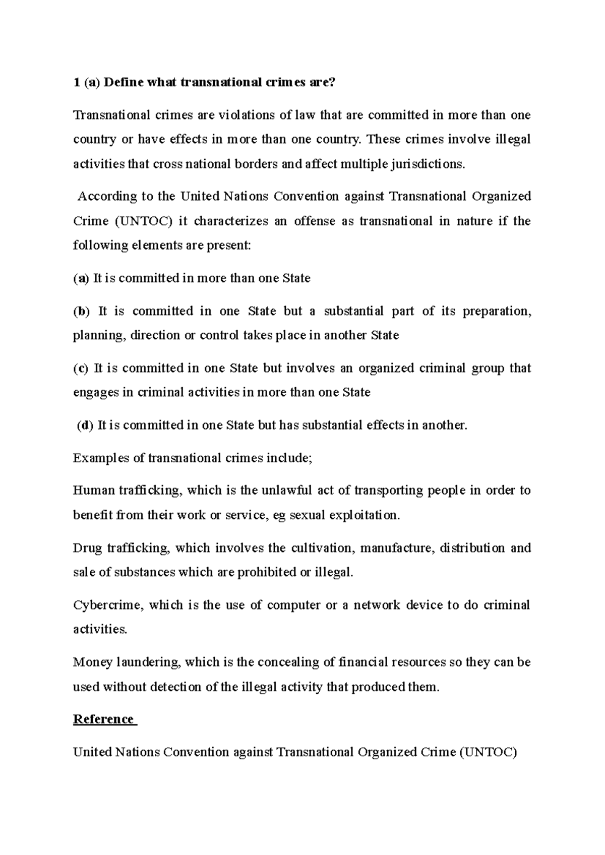 Transnational Crimes: Definition and Examples - Q1a Mandatory Work ...