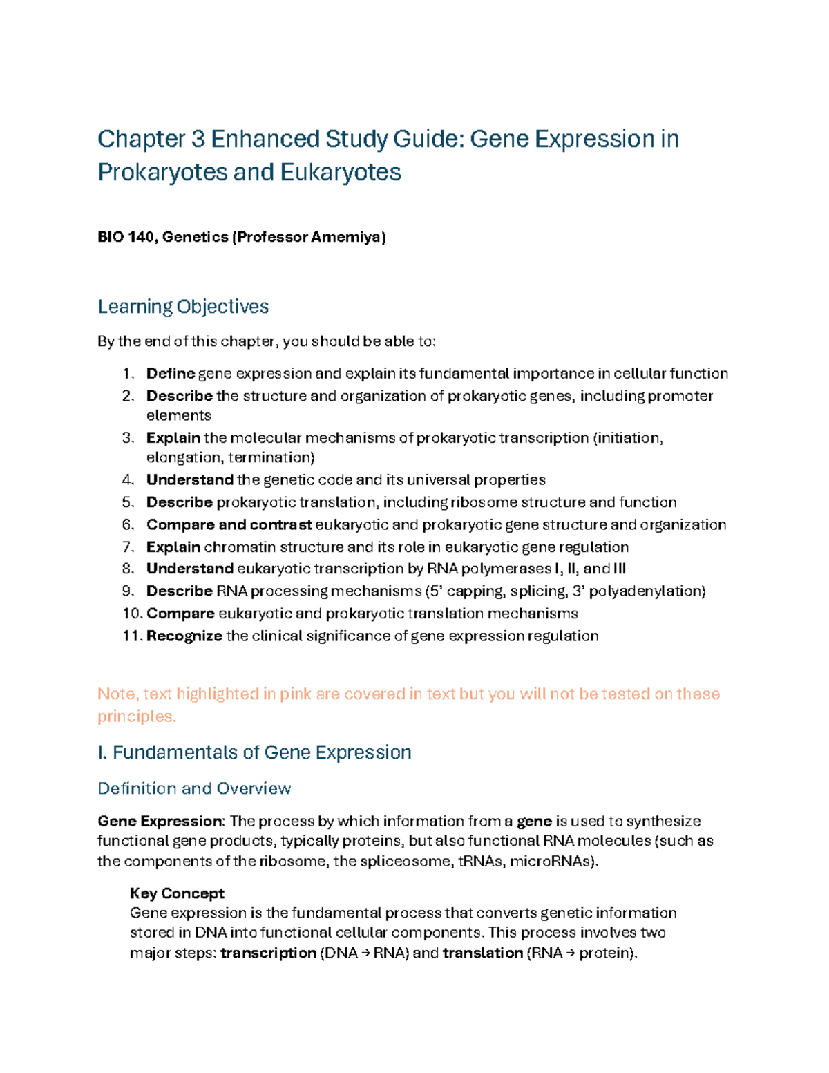 Enhanced Study Guide: Gene Expression in Prokaryotes & Eukaryotes - BIO ...