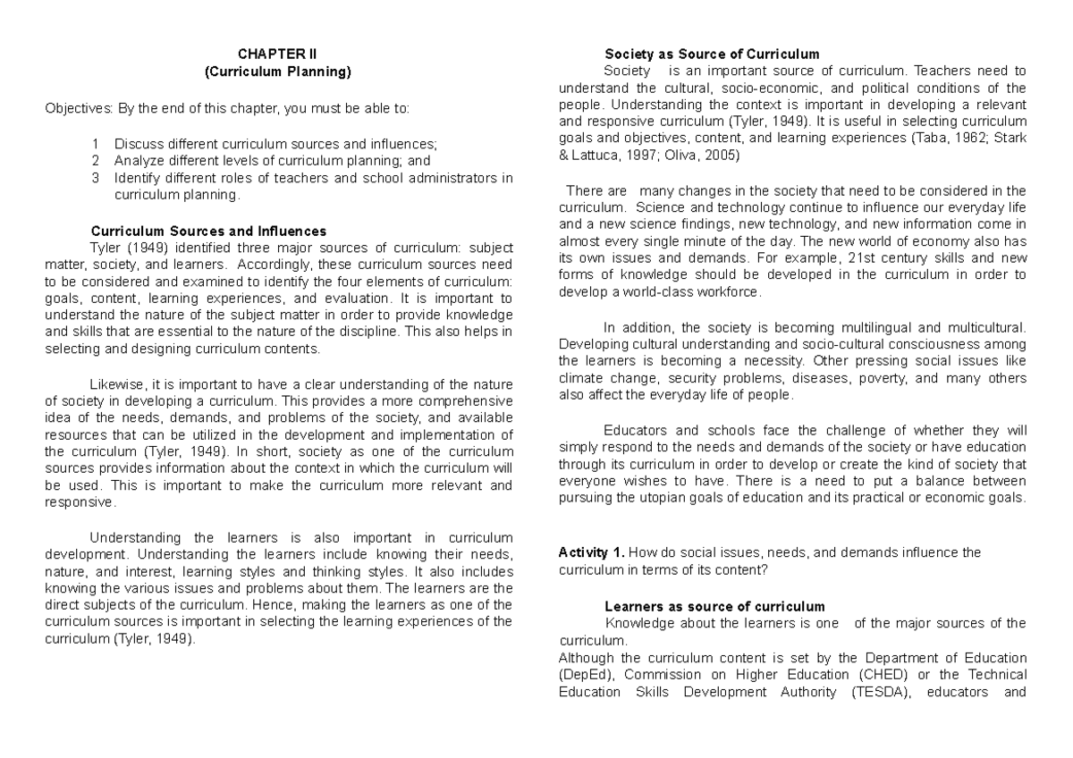 Chapter-IIa edited - Prof-ed Assignment - CHAPTER II (Curriculum ...