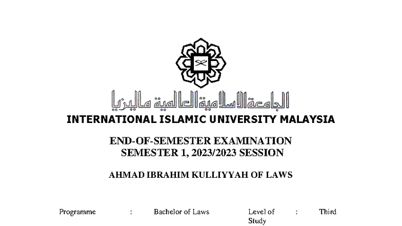 SHAS 3378 Usul II Exam Paper - Semester 1, 2024 - Studocu