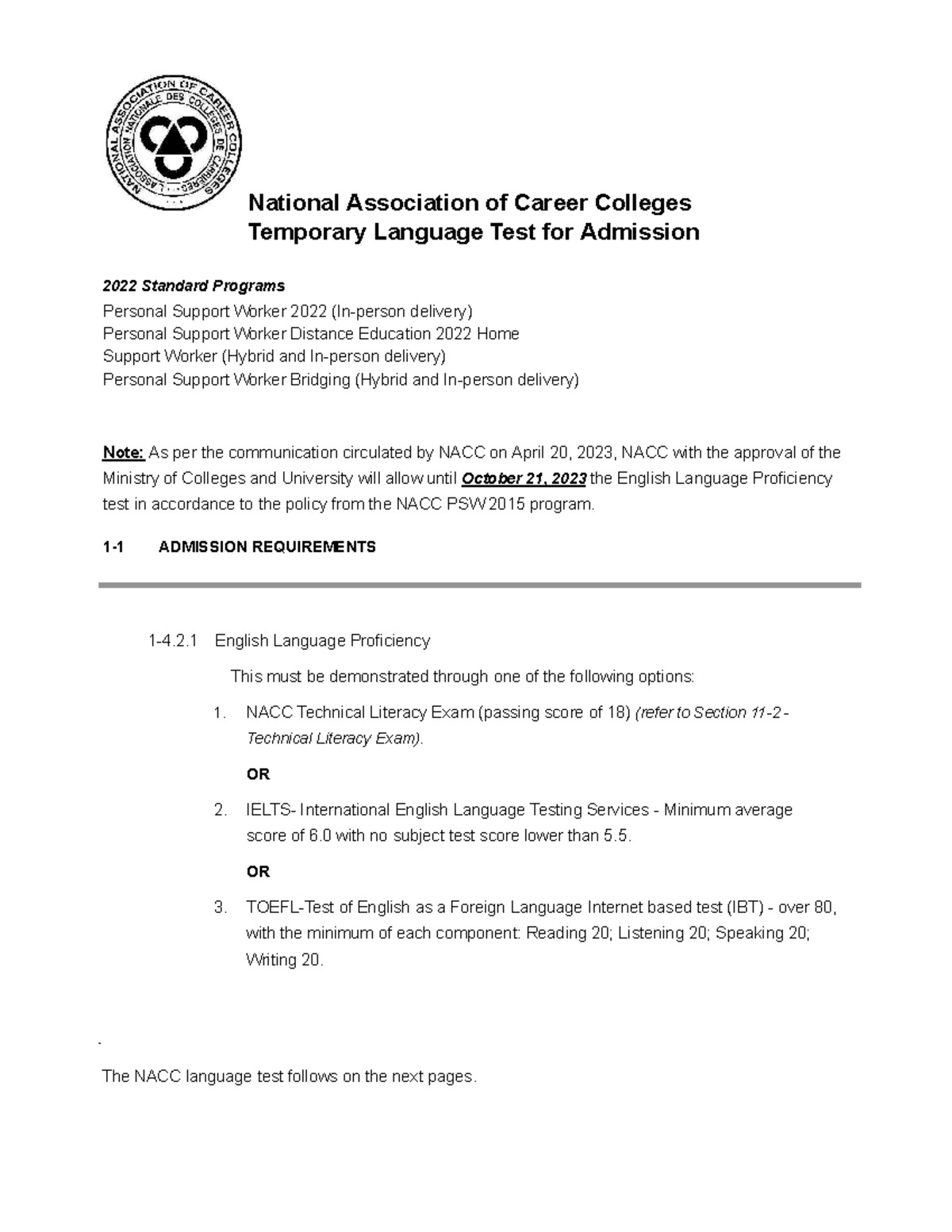 New NACC Technical Literacy Exam Guidelines - June 2023 - Studocu