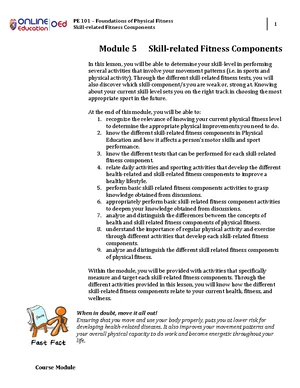 Skill Related Fitness Components - PE 101 Foundations of Physical ...