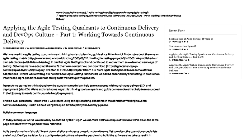 Applying Agile Testing Quadrants to CD & DevOps Culture - Part 1 - Studocu
